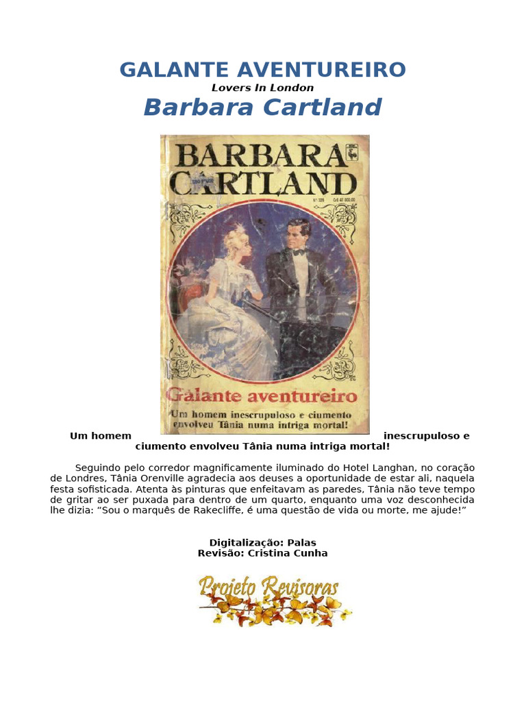 Barbara Cartland - Galante Aventureiro (Barbara Cartland 329) | PDF ...