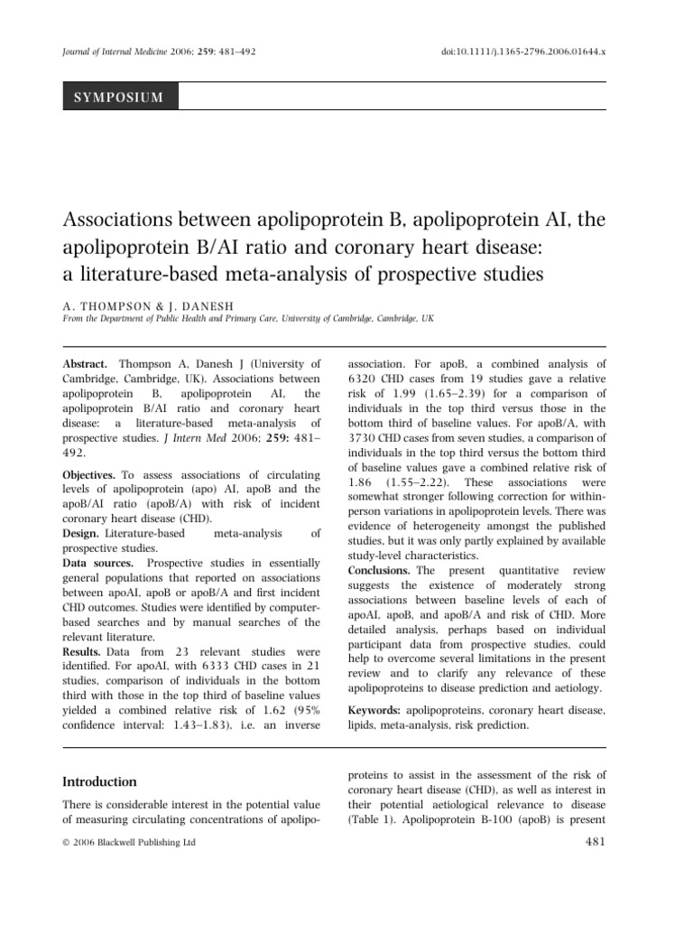 Journal of Internal Medicine - 2006 - THOMPSON - Associations Between ...