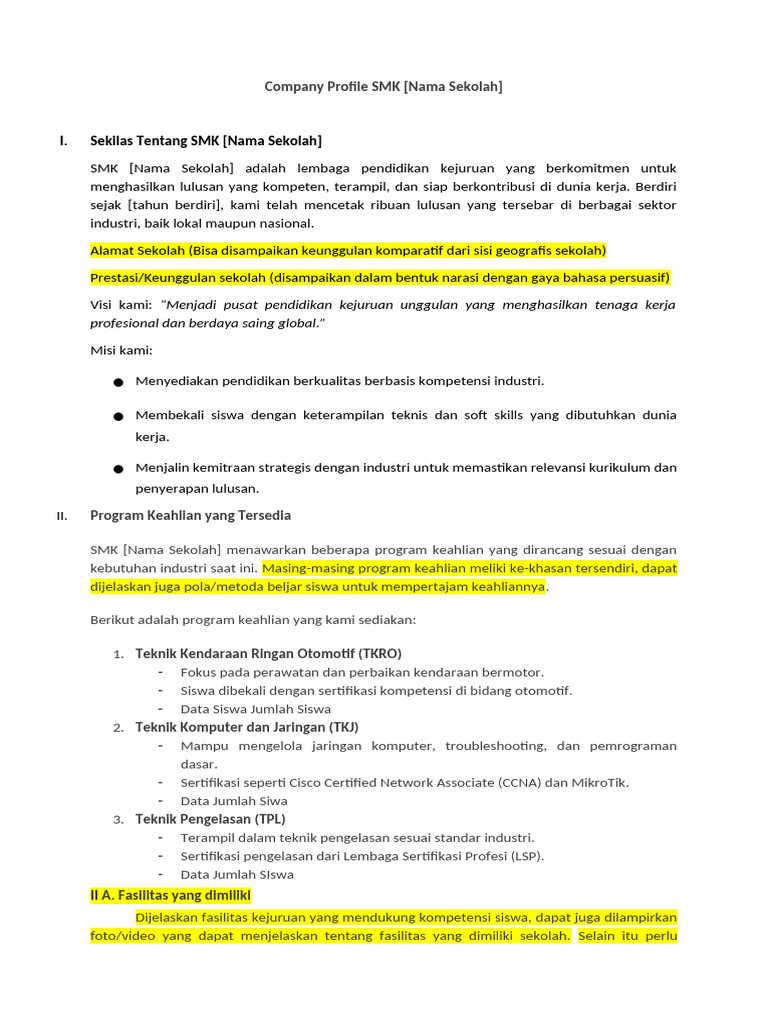 Contoh Acuan Rev - Profile SMK | PDF