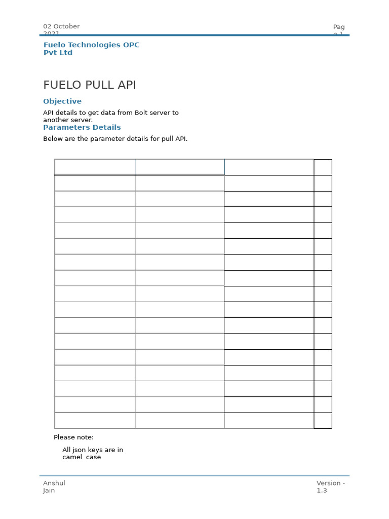 Fuelo Pull API Format | PDF | Computing