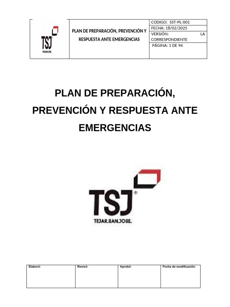 Act.39 - Plan de Prevención, Preparación y Respuesta Ante Emergencia ...
