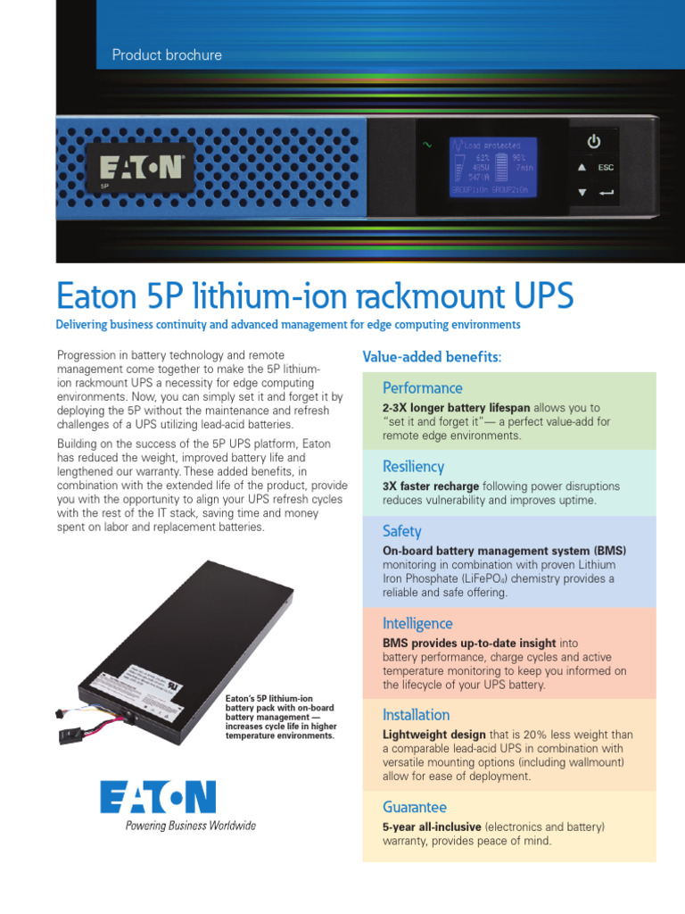 Eaton 5P Lithium Ion Battery Brochure Br153077en | PDF | Lithium Ion ...