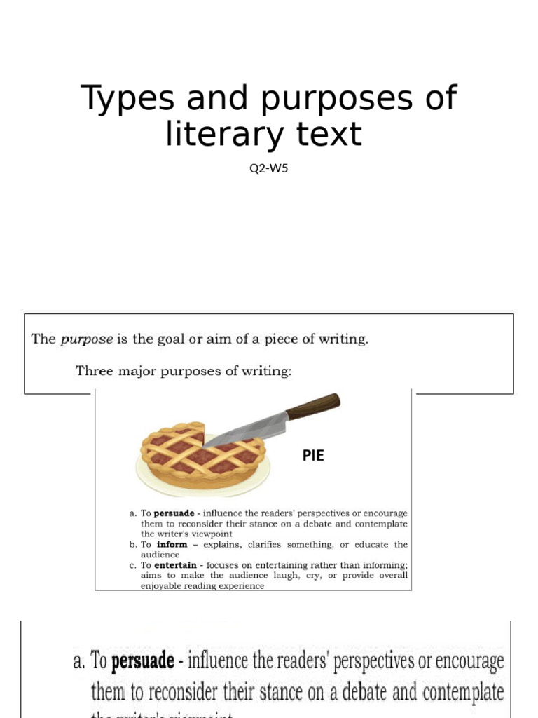 Types and Purposes of Literary Text Q2 W5 | PDF