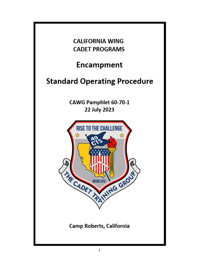 CAWG Cadet Encampment SOP Guide | PDF | Civil Air Patrol | Trousers