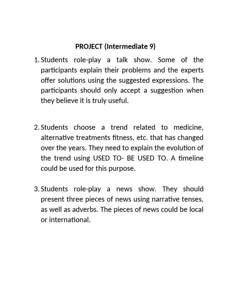 Project (Intermediate 9) - 2 | PDF
