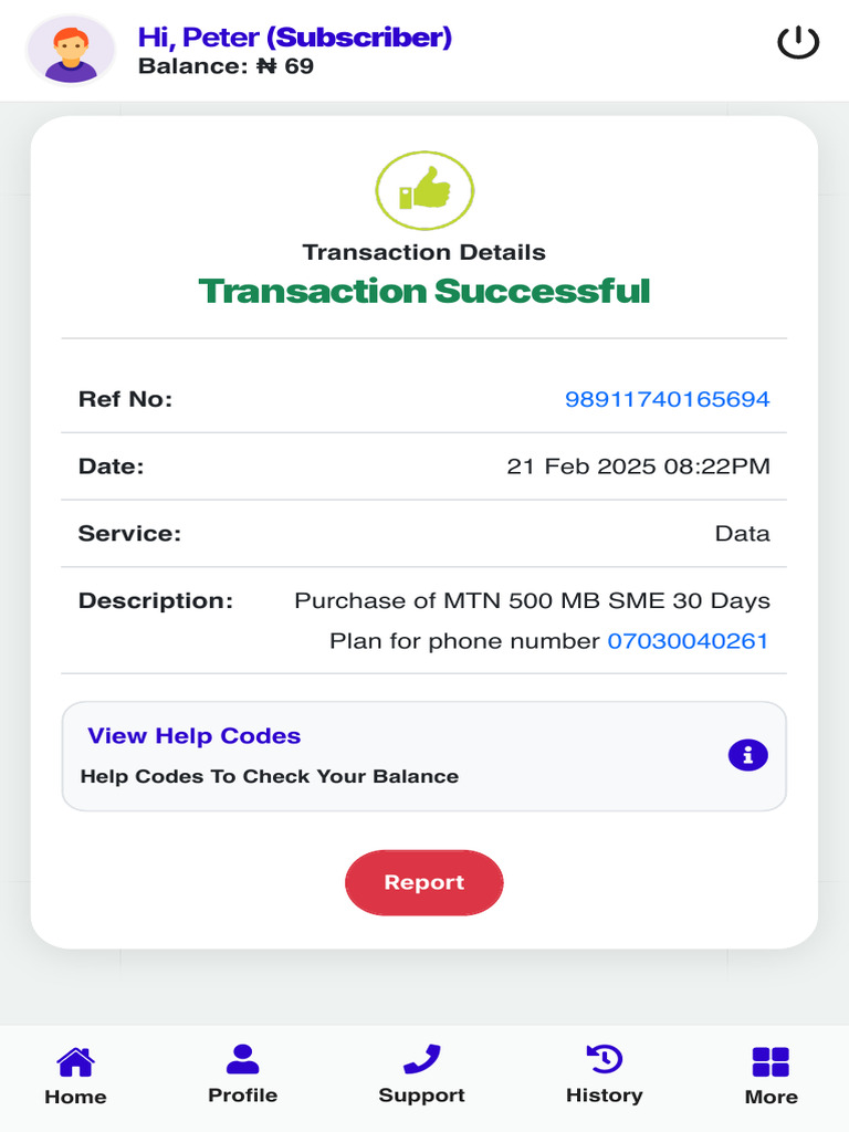 MTN 500 MB Data Purchase Receipt | PDF