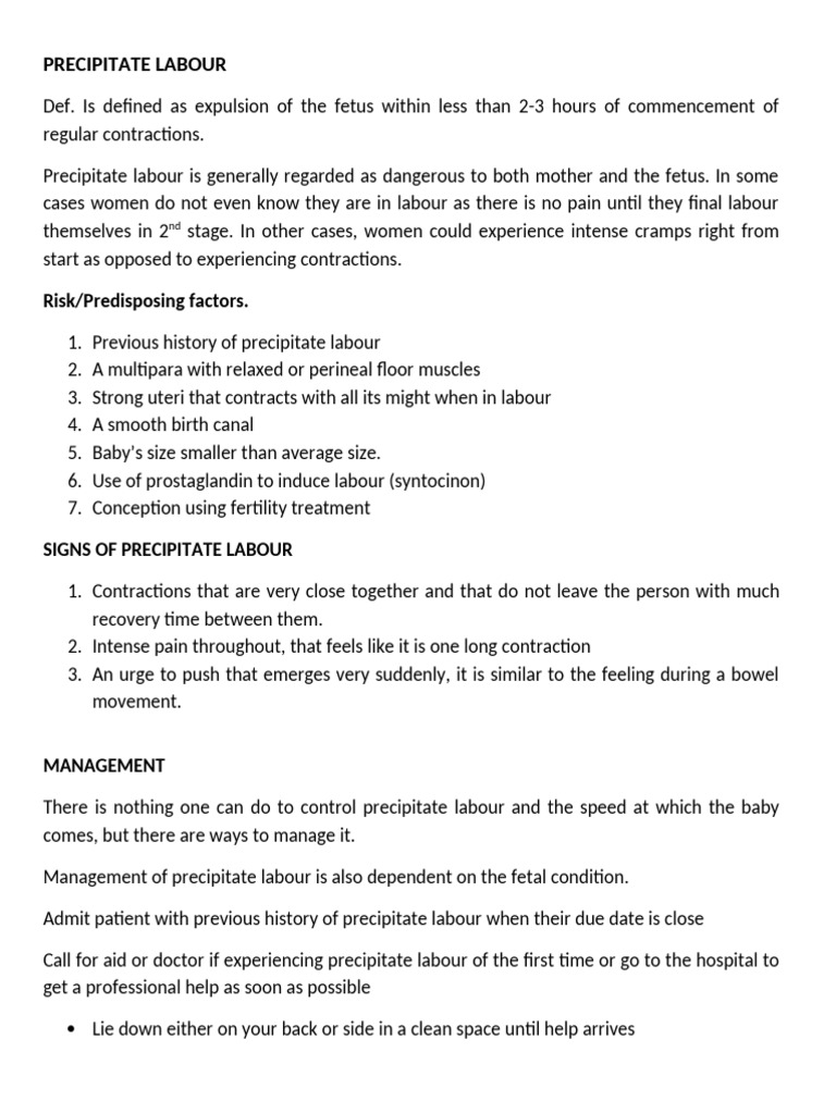 Precipitate Labour | PDF