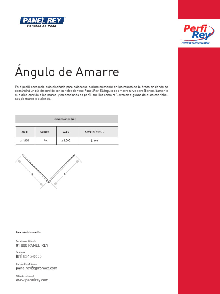 Ángulo de Amarre para Plafones Panel Rey | PDF