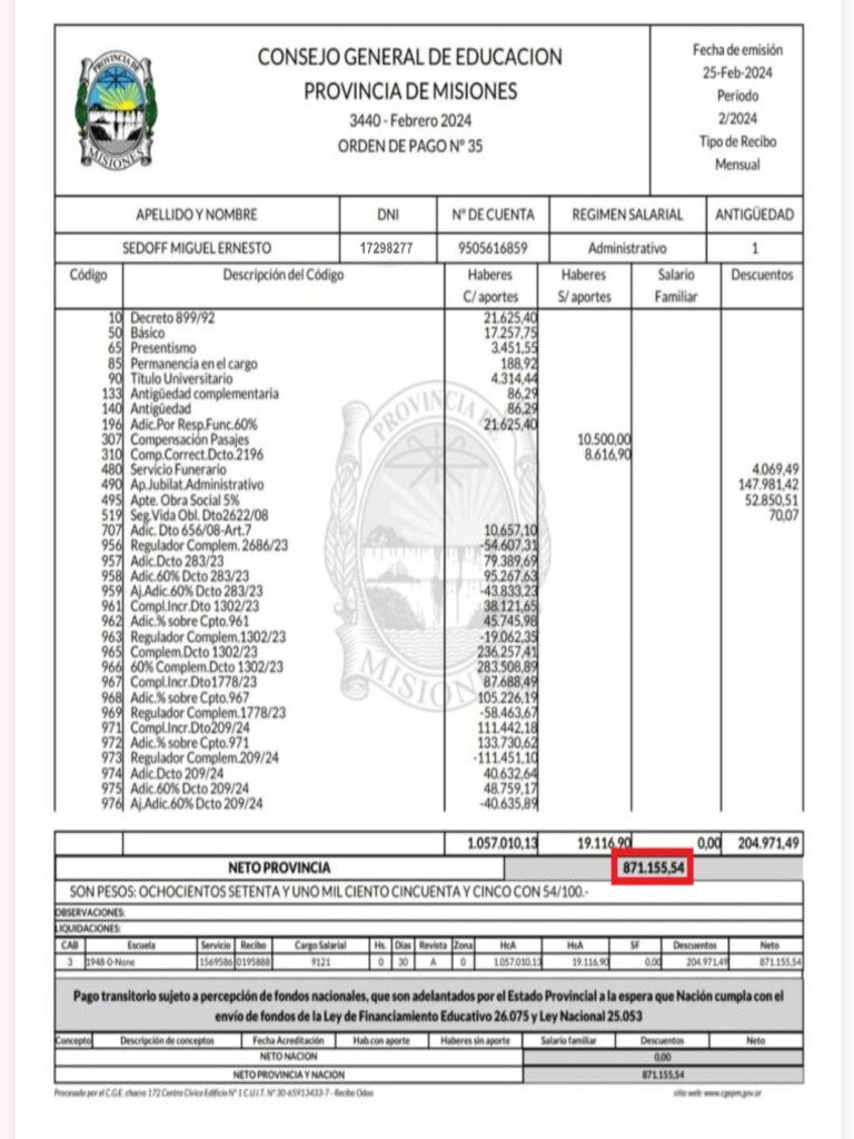 Recibodesueldo Sedoff | PDF