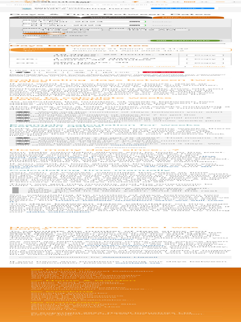 Days and Time Between Dates Calculator | PDF | Calendar | Numbers
