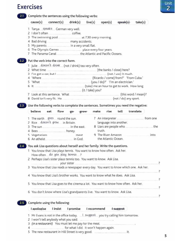 Negative Simple Present | PDF