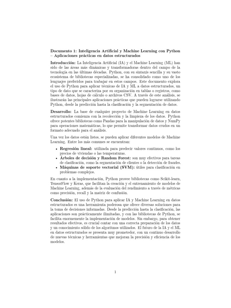 Inteligencia Artificial y Machine Learning Con Python - Aplicaciones Prácticas en Datos ...