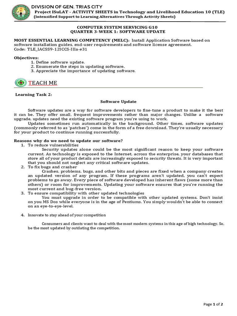 REVISED-TLE-AS-CSS10-Q3-WK2-School Based LECTURE | PDF | Software | Computer Architecture