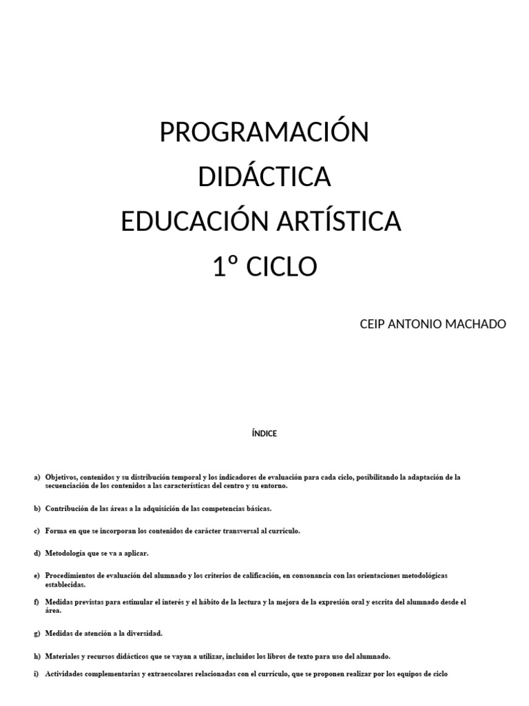 1 Ciclo Educaci N Art Stica | PDF | Evaluación | Plan de estudios