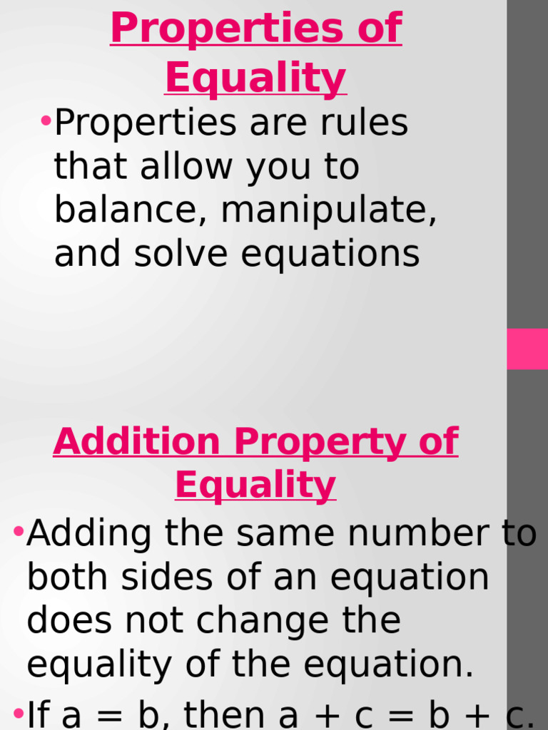 Properties of Equality Explained | PDF | Multiplication | Equations