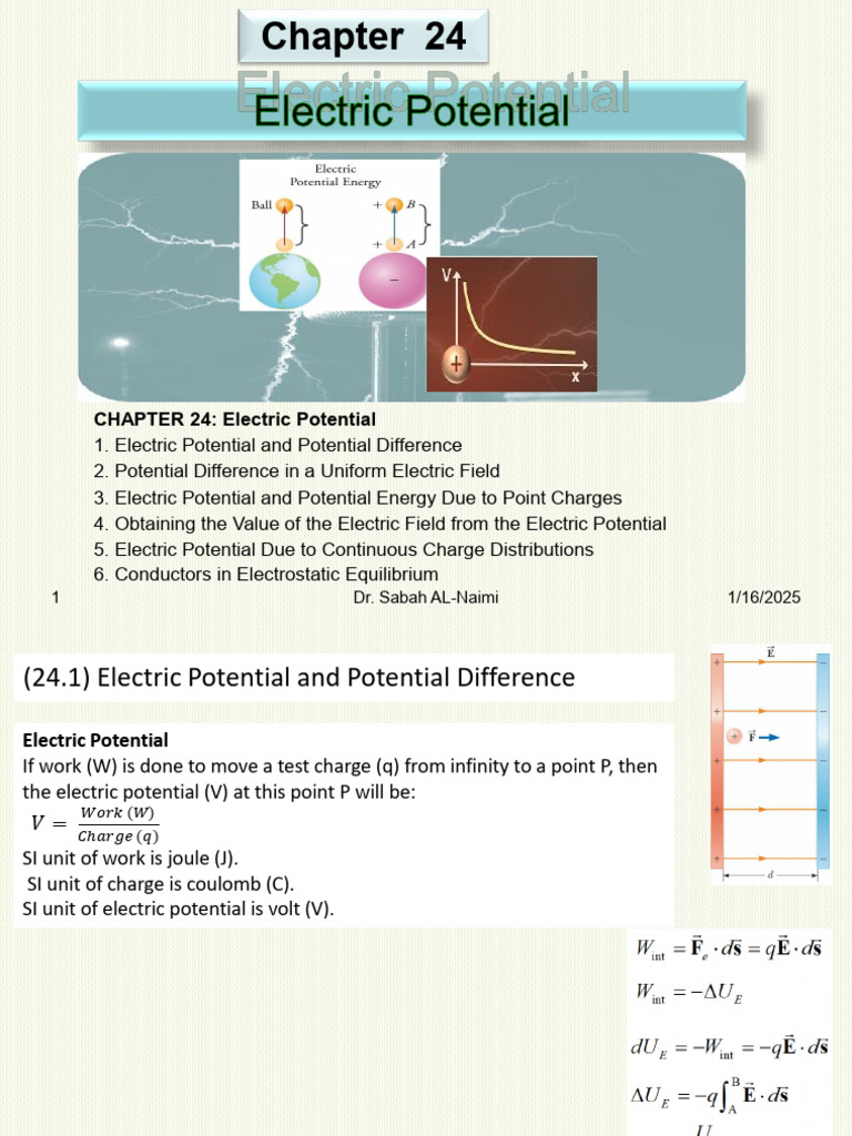 Lecture 3 (Chapter 24) | PDF | Voltage | Sphere