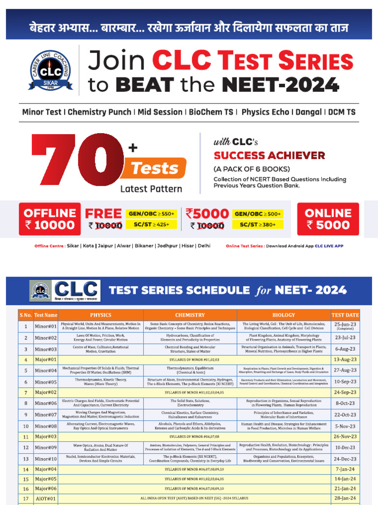 CLC Test Series For NEET-2024-1 | PDF
