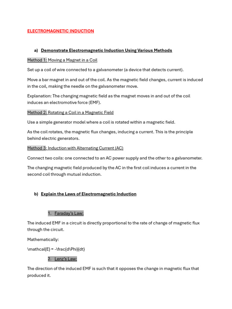 Physics - Electromagnetic Induction | PDF | Electromagnetic Induction | Inductor