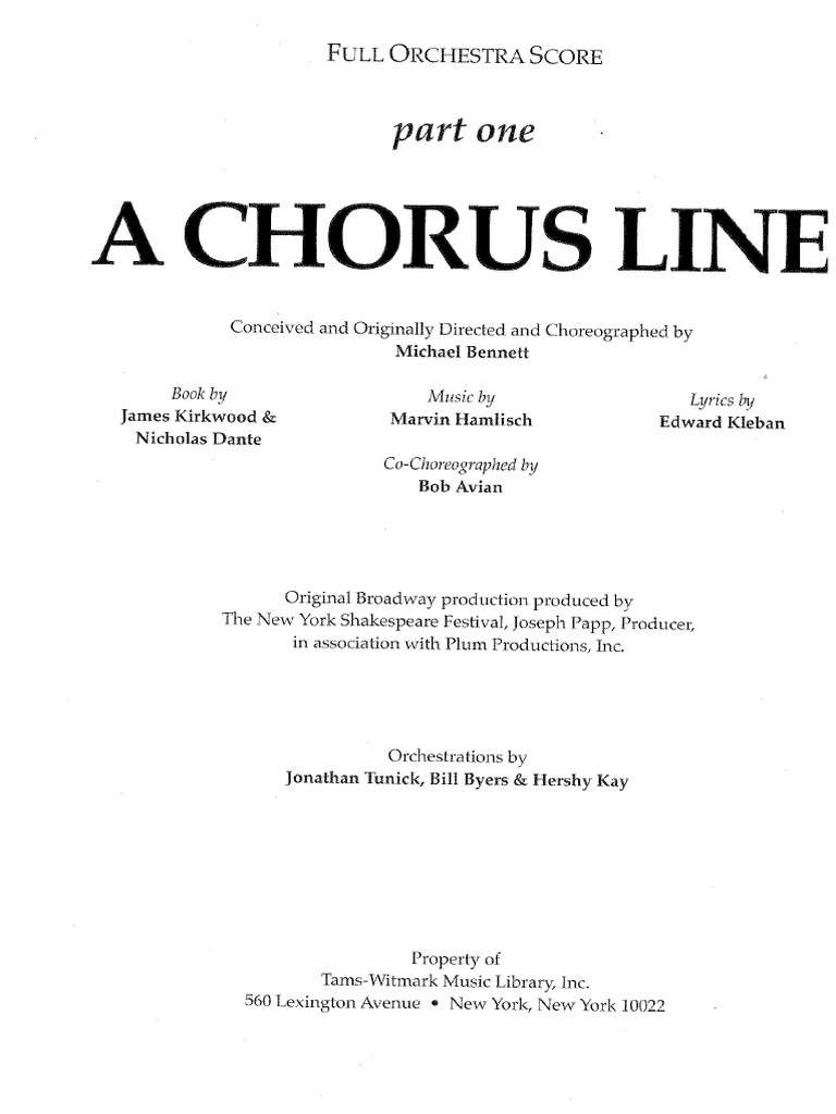 A Chorus Line Score | PDF
