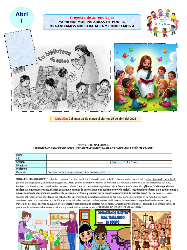 Abril 2025 Proyecto ORGANIZAMOS NUESTRA AULA, APRENDEMOS PALABRAS DE ...