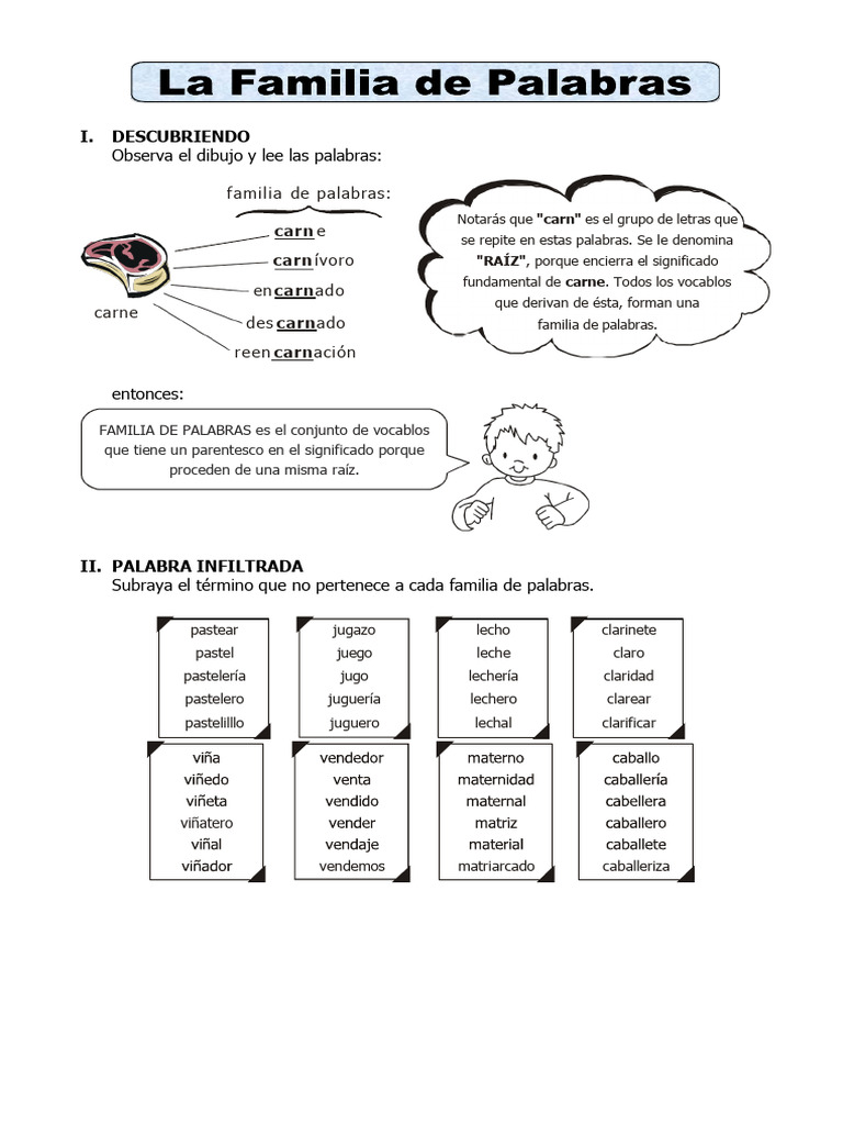 Actividades sobre Familias de Palabras | PDF
