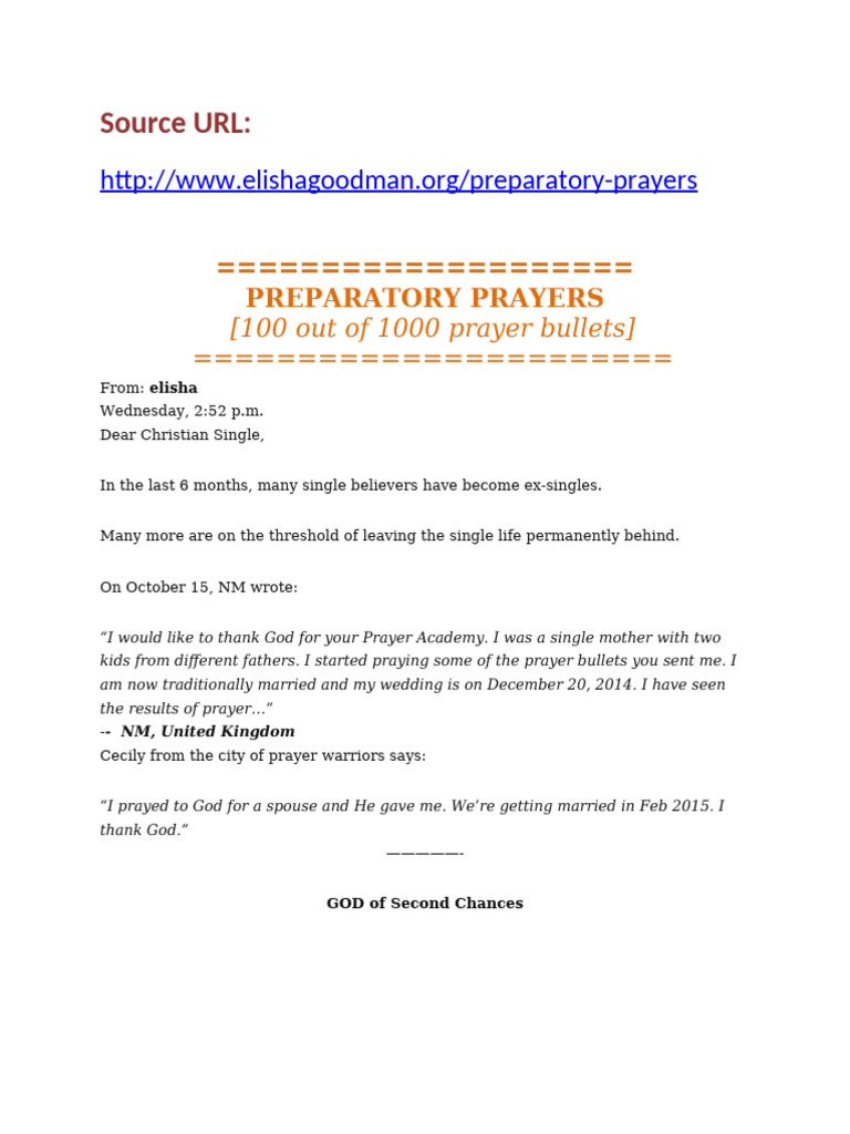 Preparatory Prayers For Single | PDF | Jesus | Prayer