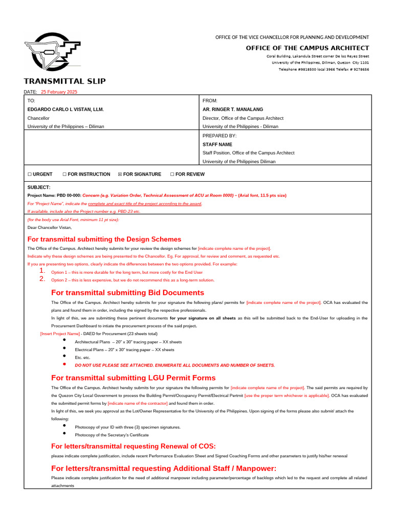 Transmittal Sample - Proposed 2025 (1) - Rev | PDF