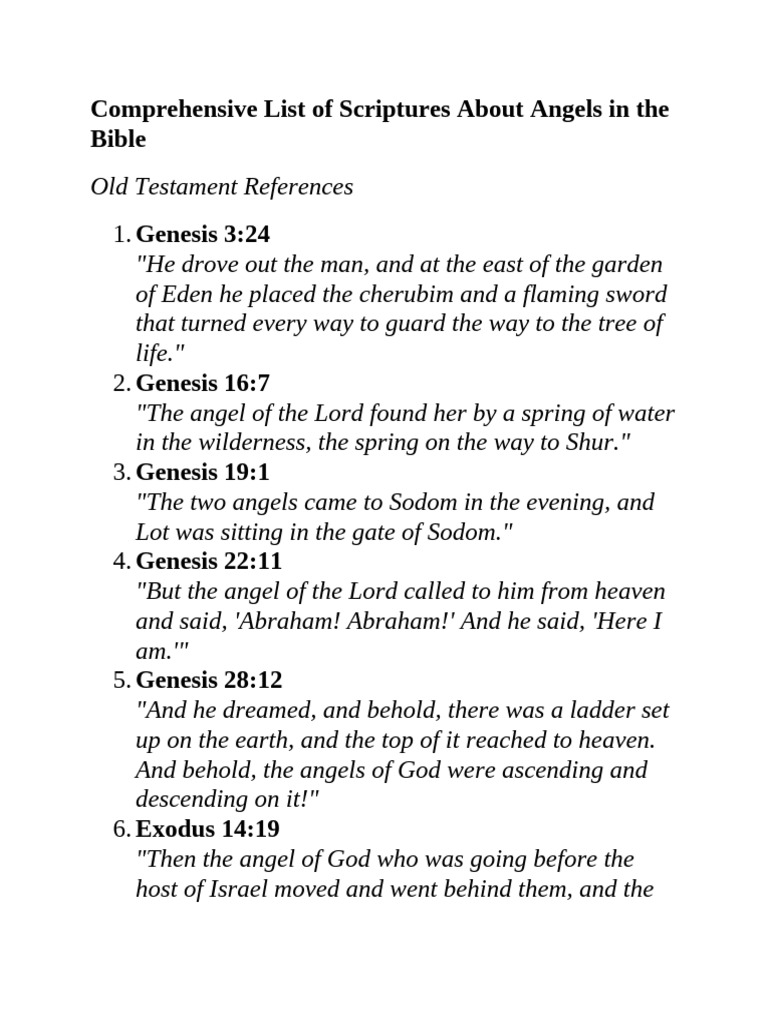 Biblical Angels: Comprehensive Scripture List | PDF | Angel | Daniel ...