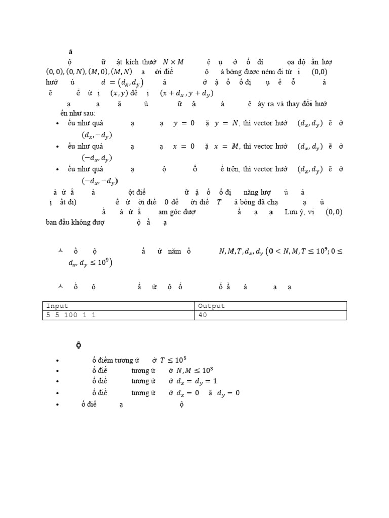 Bóng nảy: Input Output 5 5 100 1 1 40 | PDF