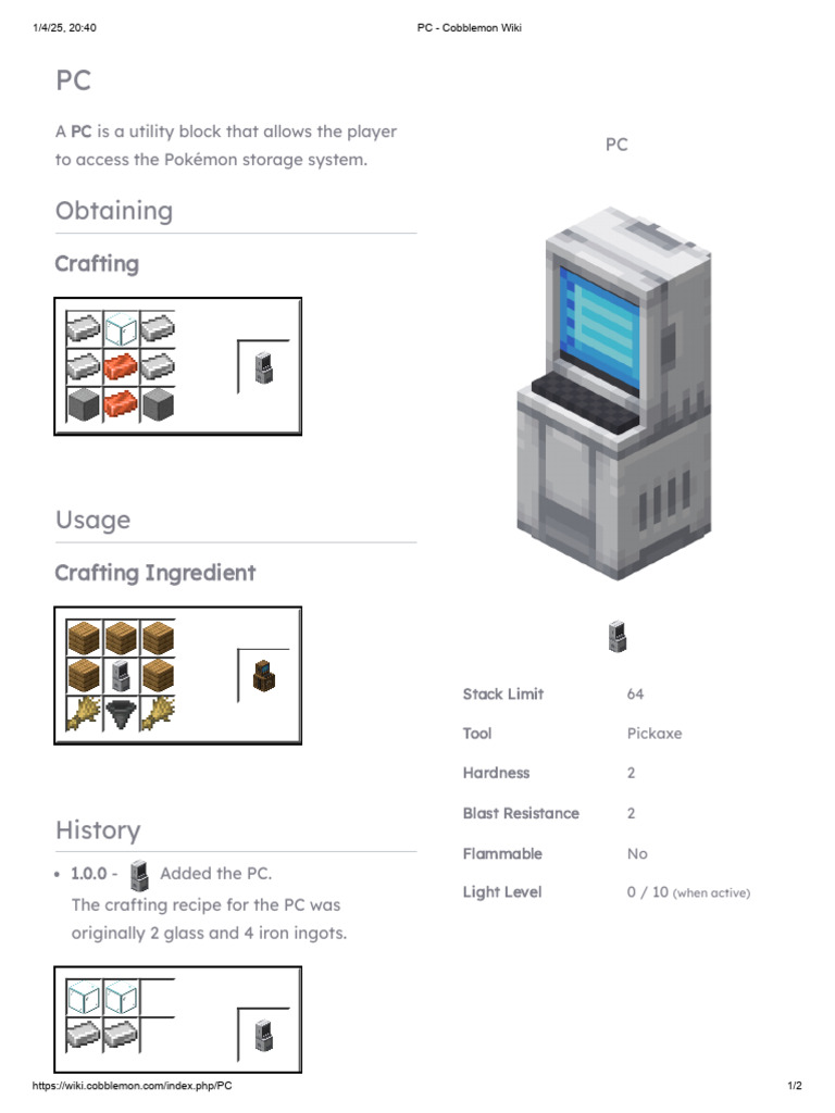 PC - Cobblemon Wiki | PDF