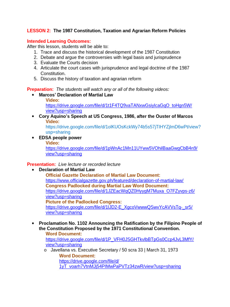 1987 Constitution and Agrarian Reform Insights | PDF | Corazon Aquino ...