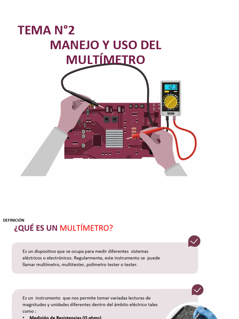 Tema - Manejo y Uso Del Multimetro | PDF | voltaje | Corriente eléctrica