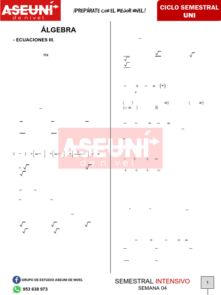Álgebra 04 Semestral Intensivo | PDF | Ecuaciones | Álgebra abstracta