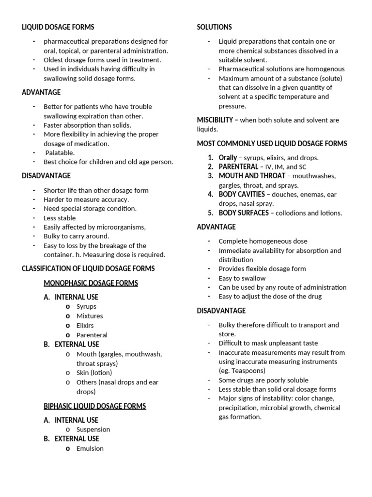 P2 Dosage Forms Pointers | PDF | Emulsion | Topical Medication