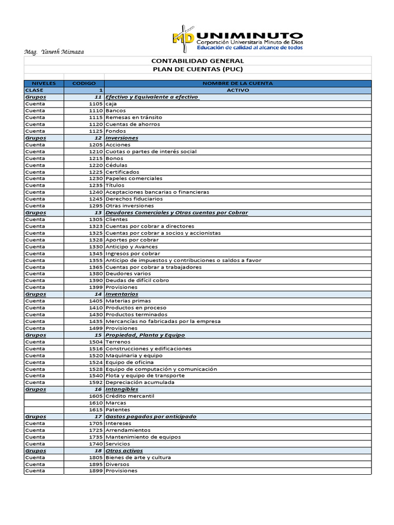 Plan de Cuentas (Puc) | PDF | Dividendo | Dinero