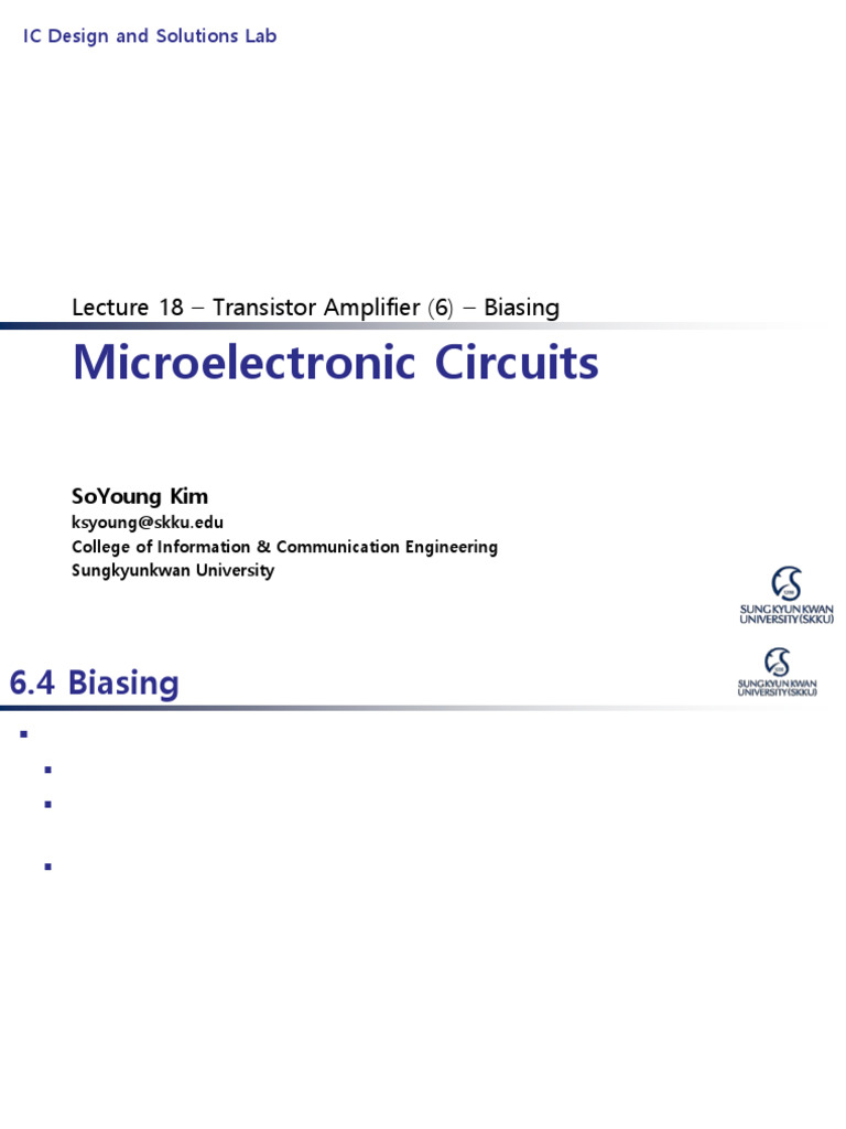 Microelectronic - Circuits - 18 - Transistor Amplifiers (6) - Biasing | PDF | Mosfet | Bipolar ...
