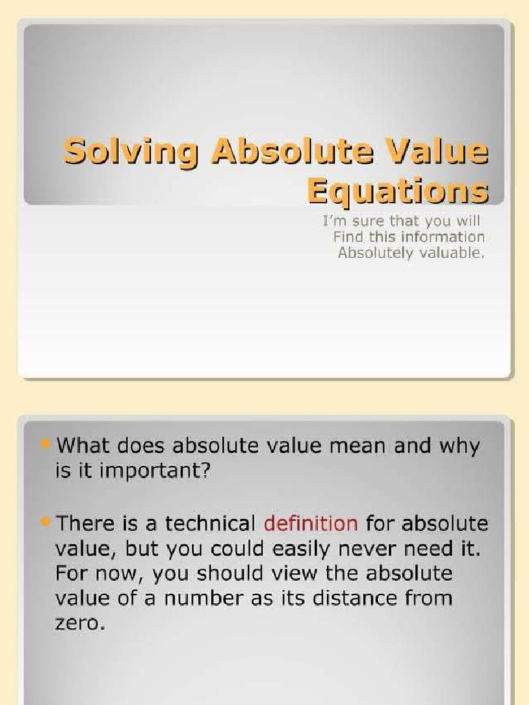Absolute Value | PDF