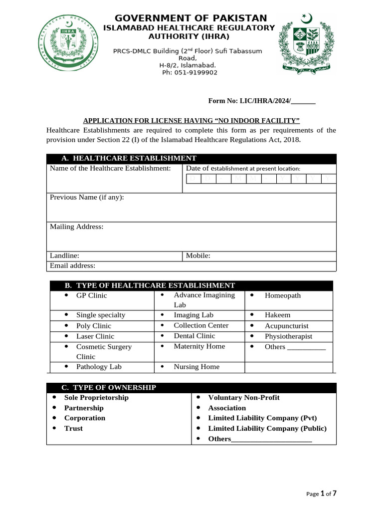Lic-Form-Indoor-Facility-1 | PDF | Health Care | Business