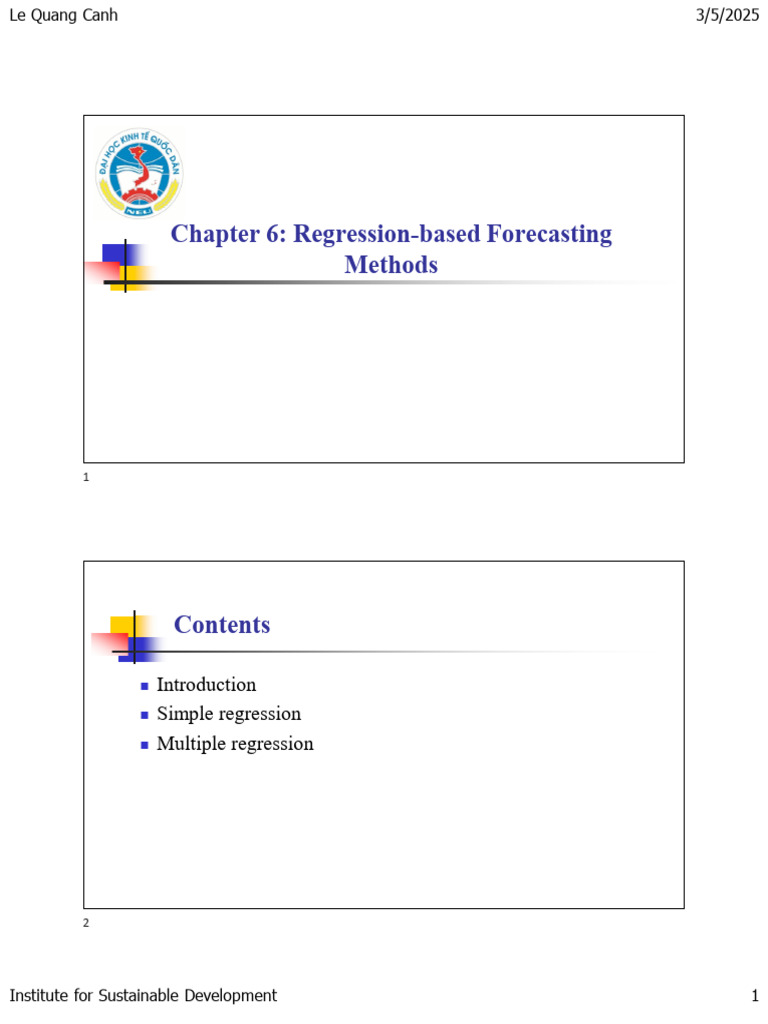 Chapter 6-Regression For Forecasting | PDF | Regression Analysis | Forecasting