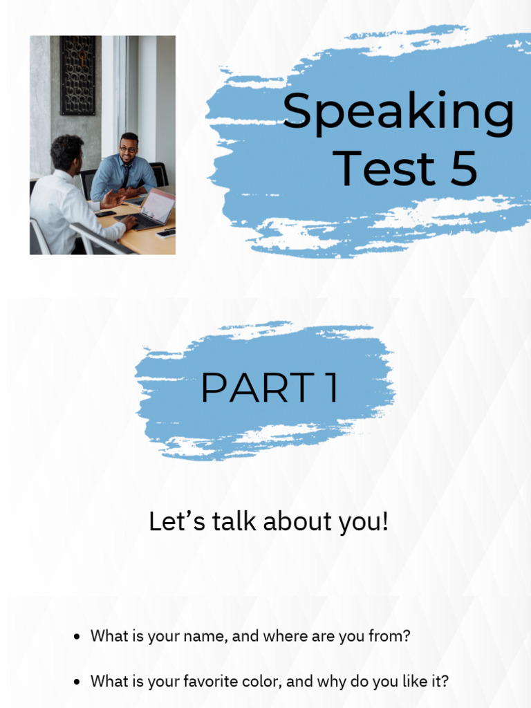 PS Weekly Speaking Test 5 | PDF