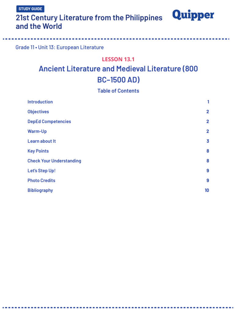 ME EngLT 11 Q2 1301 _SG_Ancient Literature and Medieval Literature (800 ...