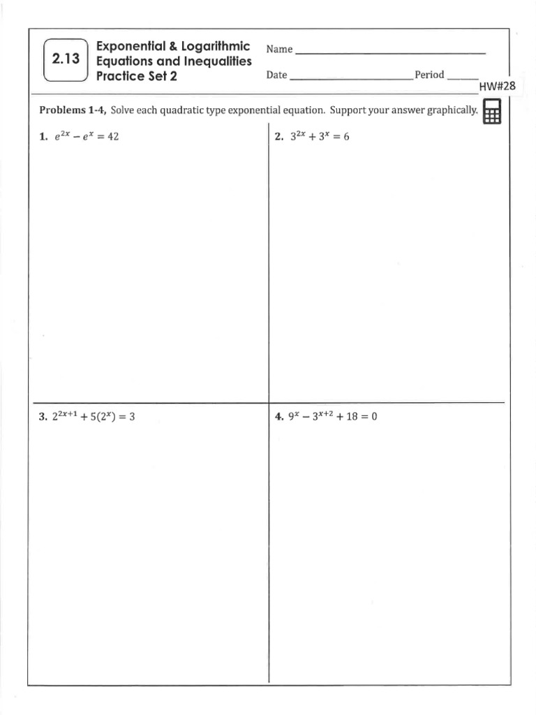 HW%2328+More+Solving+Exponentials+and+Logs | PDF