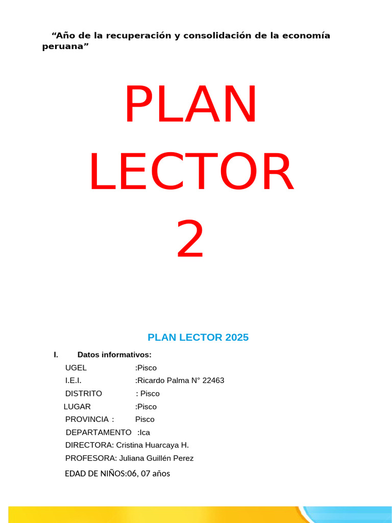Plan Lector para Niños de 6 Años | PDF | Aquisición de idioma ...