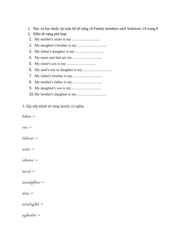 Family Vocabulary | PDF