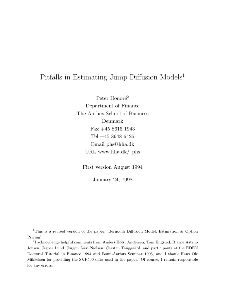 Pitfalls in Parameter Estimation for Jump Diffusion Models | PDF | Estimator | Normal Distribution