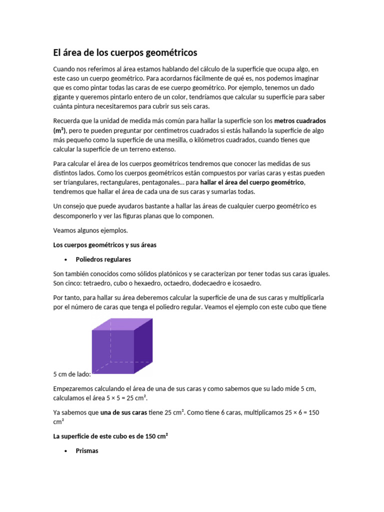 El área de los cuerpos geométricos | PDF | Zona | Geometría Convexa