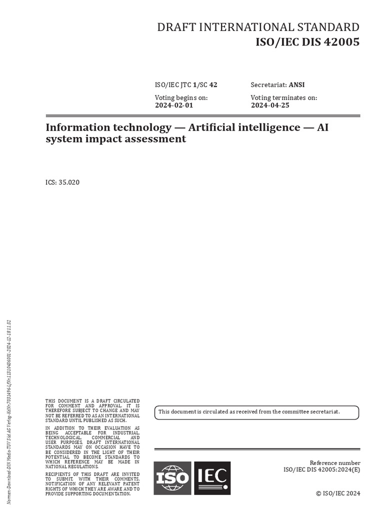 ISO 42005 Draft | PDF | International Organization For Standardization | Risk