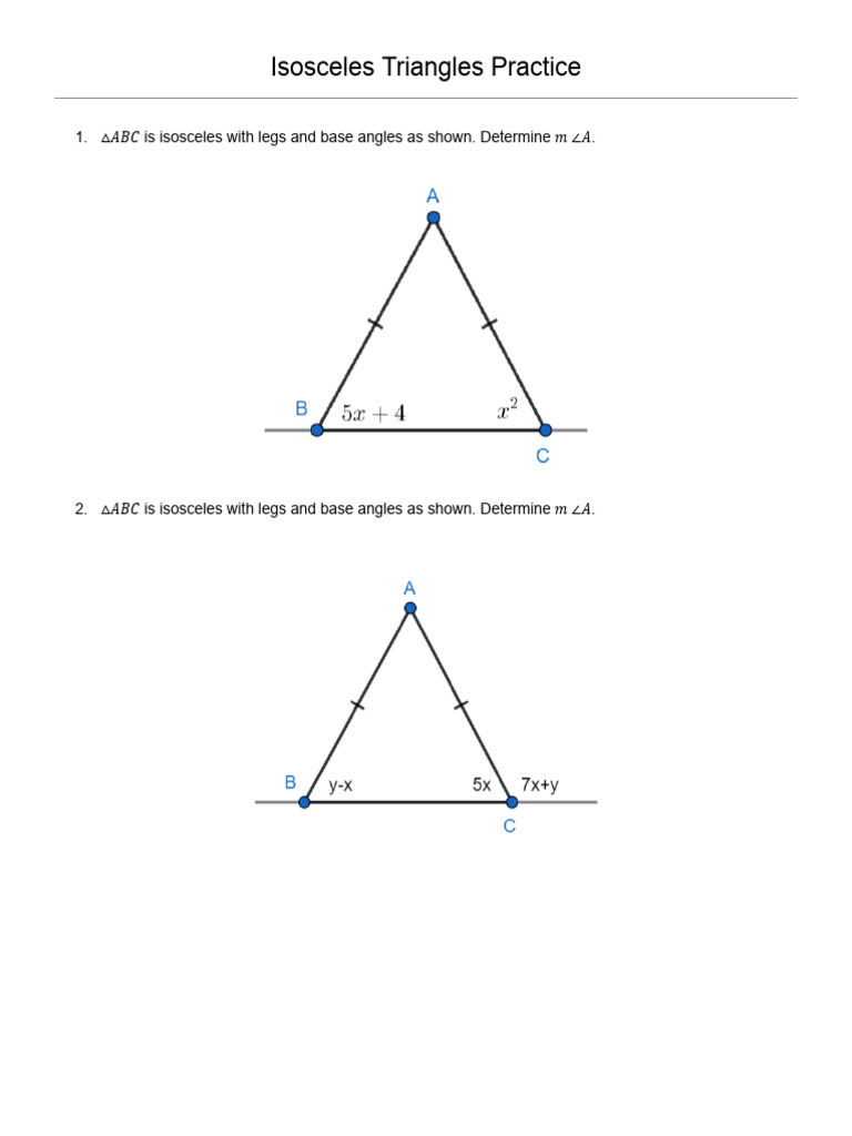 Isosceles Triangles Practice | PDF