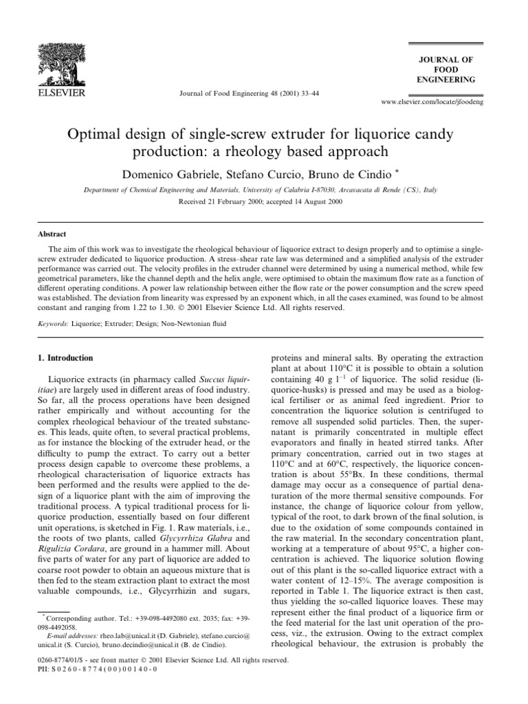 Optimal Design of Single-Screw Extruder For Liquorice Candy Production ...