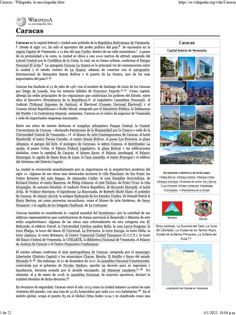Caracas - Wiki | PDF | Venezuela